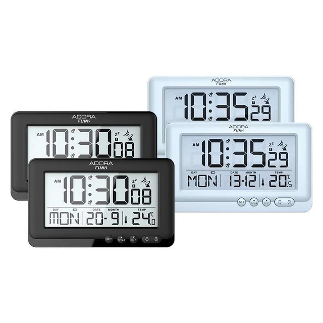 ADORA DIGITALER FUNKWECKER R92348 mit Licht,Temperatur schwarz, silber ...