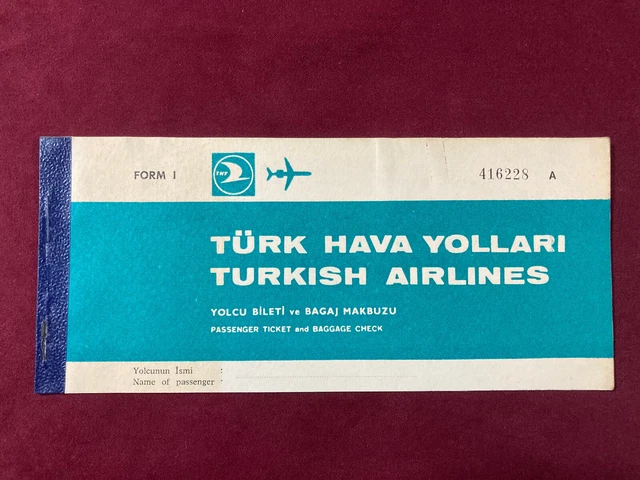 TURKISH AIRLINES FLIGHT Ticket 1970s Old Airlines Ticket Ankara to ...