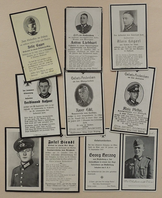 WW2 GERMAN DEATH Cards Sterbebild Group LOT #2 Aug/Sept/Oct 1941 Russia ...