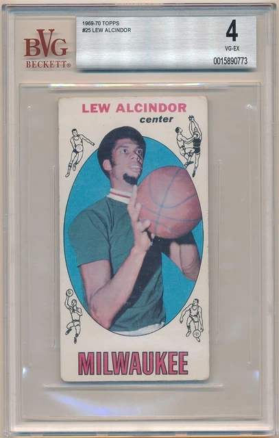 LEW ALCINDOR KAREEM Abdul-Jabbar 1969/70 Topps 25 Rc Carte Rec Recrue ...