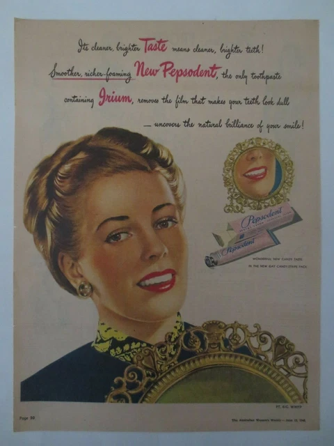VINTAGE AUSTRALIAN ADVERTISING 1948 ad PEPSODENT TOOTHPASTE candy ...