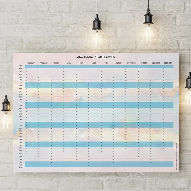 2024 YEAR PLANNER Wall Chart Calendar Holidays Staff Office Event ...
