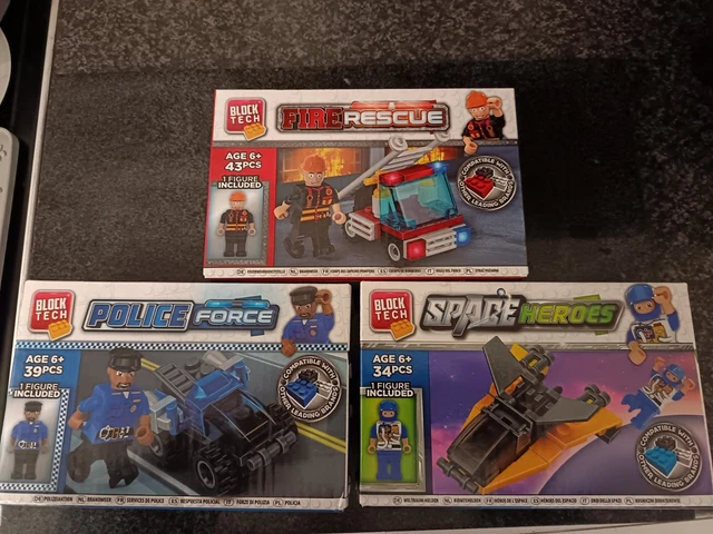 BLOCK TECH SPACE Heroes 34 Pcs, Fire Rescue 43pcs,Police Force 39 Pcs ...