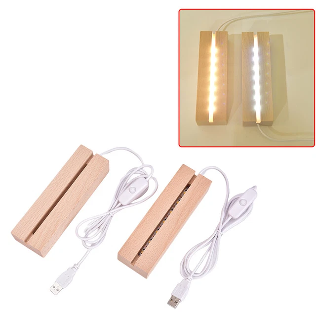 WOODEN LED LAMP Base USB Cable Switch Night Light 3D Led Night Lamp ...