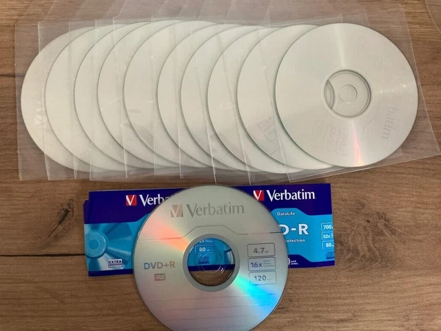 10 CD-R VERBATIM VERGINI 52x 700MB + REGALO 10 BUSTINE + DVD+R VERBATIM ...