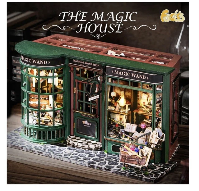 ILLUMINATED HARRY POTTER Wooden Dollhouse/Magic Wand Book Shop/DIY ...