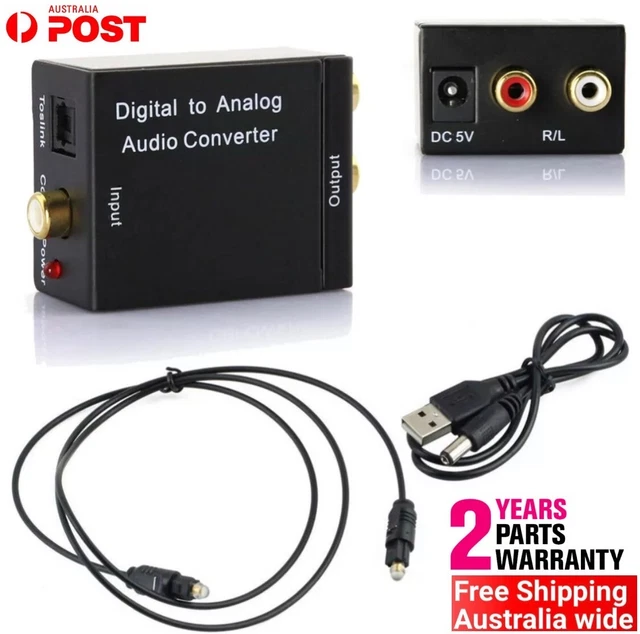 OPTICAL COAXIAL TOSLINK Digital to Analog Audio Converter Adapter RCA L ...
