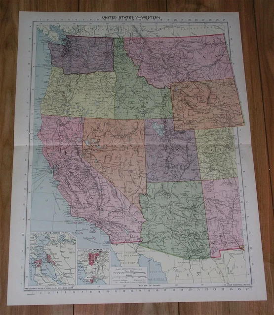 1940 ORIGINAL VINTAGE Wwii Map Of Western Usa California Montana ...
