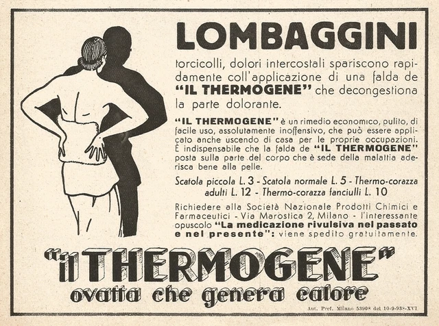 W2818 LE THERMOGENE - Lombaggini - Publicité Du 1939 - Old Advertising ...