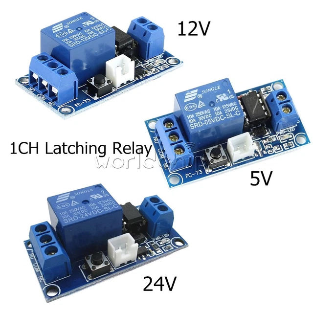 DC 5V/12V/24V 1 Channel Latching Relay Module Touch Bistable Switch MCU ...
