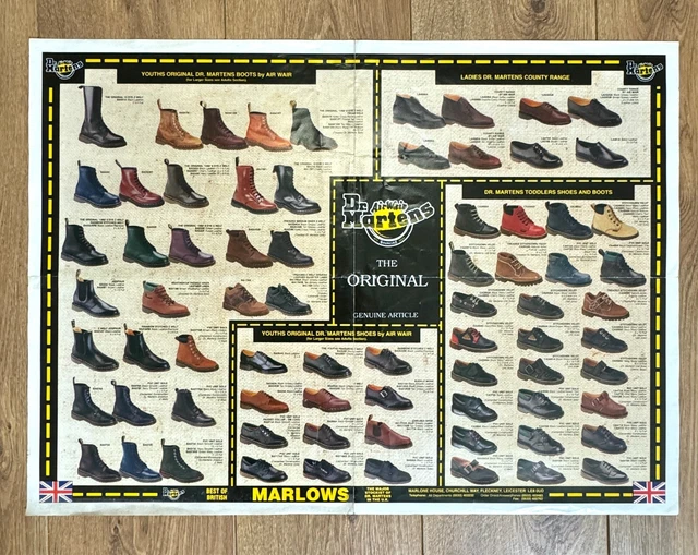 VINTAGE 1980'S DR Martens Double Sided Original Shop Display Poster ...