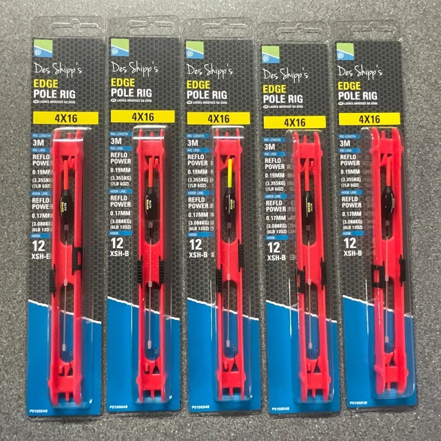 PRESTON INNOVATIONS DES SHIPP'S POLE RIGS X5 PACKS EDGE 4x16 SIZES SET ...