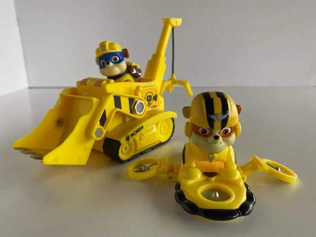 PAW PATROL RUBBLE with Toy Digger and Air Rescue Rubble with hover toy ...