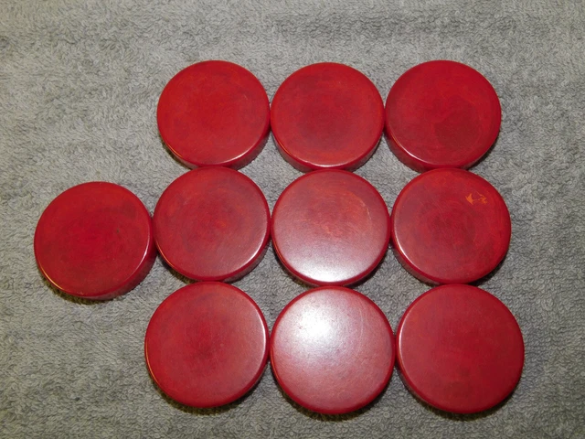 10 VINTAGE 1.75& Jumbo Catalin Red Cinnamon Bakelite Backgammon ...