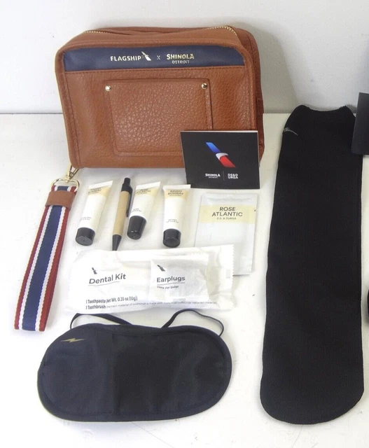 AA AMERICAN AIRLINES First Amenity Kit Reise-Set gefüllt mit Shinola ...