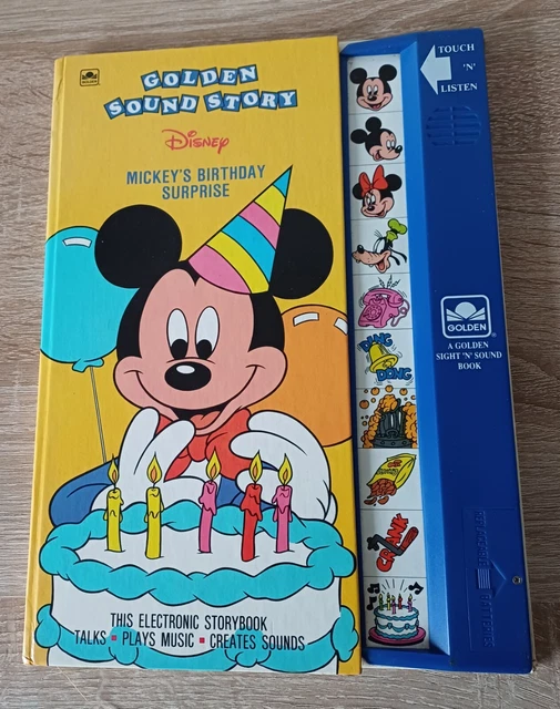 GOLDEN SOUND DISNEY Mickey's Birthday Surprise Story Book FULLY WORKING ...