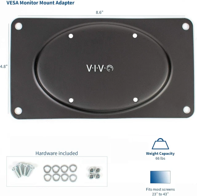 STEEL VESA MONITOR Mount Adapter Plate for Monitor Screens up to 43 ...