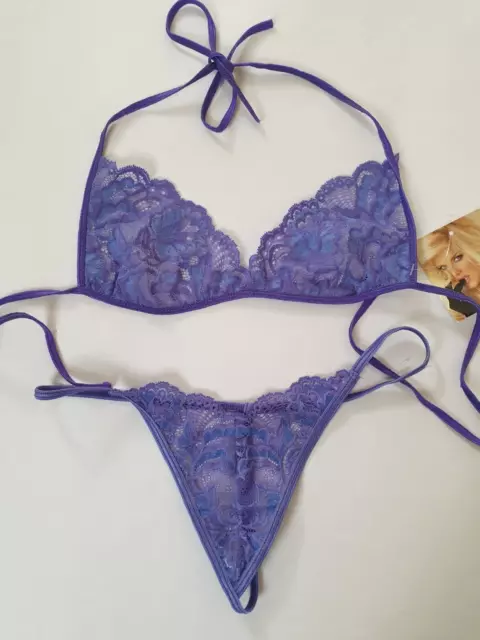 Shirley Of Hollywood Sheer Purple Lace Bra Set Floral Designer Lingerie