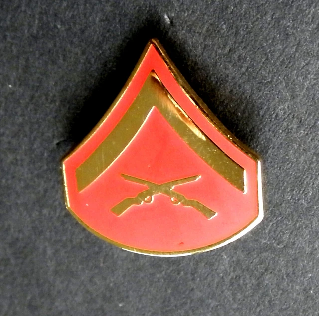 MARINE CORPS MARINES E-3 Lance Corporal Rank Lapel Pin 3/4 x 3/4 inches ...