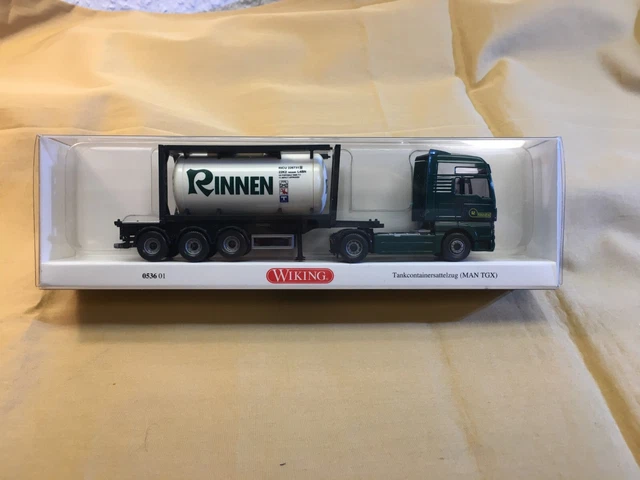 WIKING H0 - LKW, 053601, MAN TGX, Tankcontainer-Sattelzug, Werbg ...