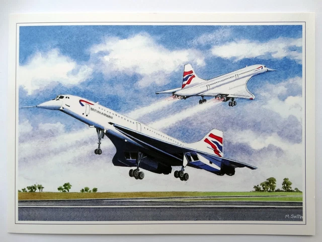 BRITISH AIRWAYS CONCORDE Card Plane Design Open Blank Birthday ...