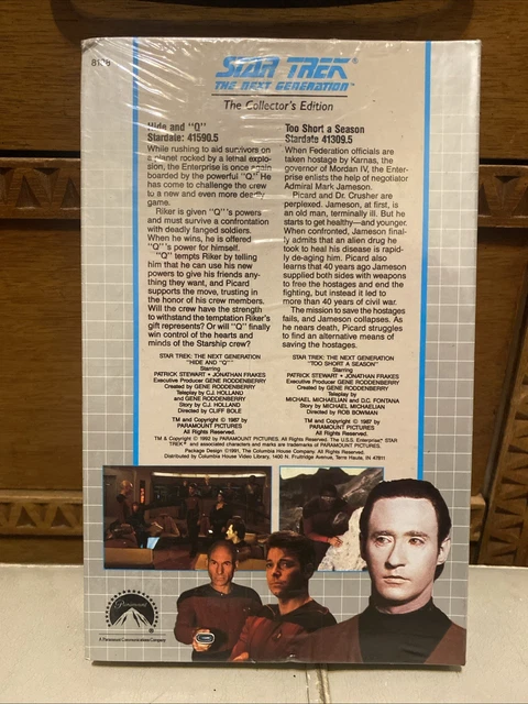 STAR TREK THE Next Generation - VHS 1992 Hide And Q & Too Short A ...
