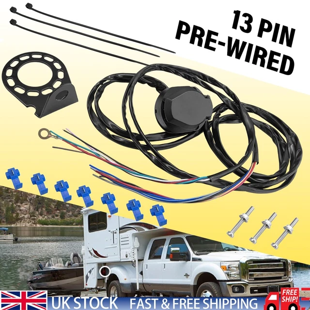 13 PIN PRE wired Euro type socket for trailer/caravans/towing 2 metre ...