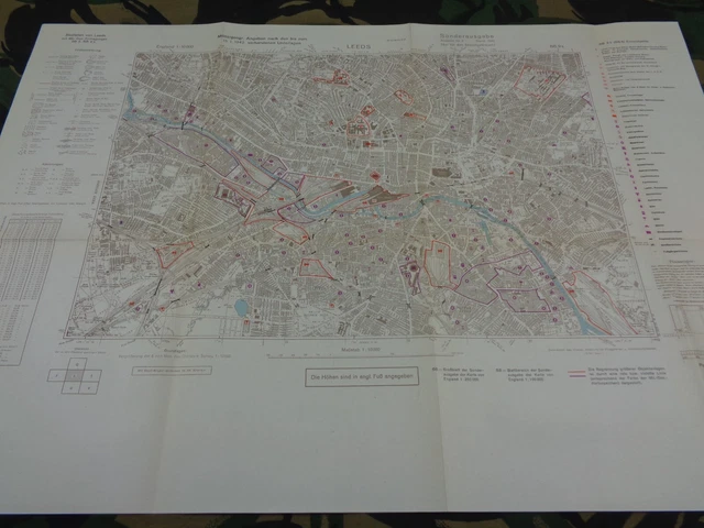 WW2 GERMAN ARMY TARGET MAP of "LEEDS" (CITY CENTRE, BARRACKS, RAILWAY ...