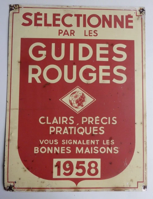 TRES RARE PANNEAU Plaque Guide Rouge Michelin 1958 / Hotel/Non Emaillee ...
