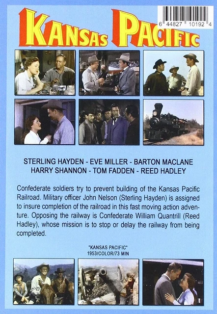 KANSAS PACIFIC (DVD) Sterling Hayden Eve Miller Barton MacLane Harry ...