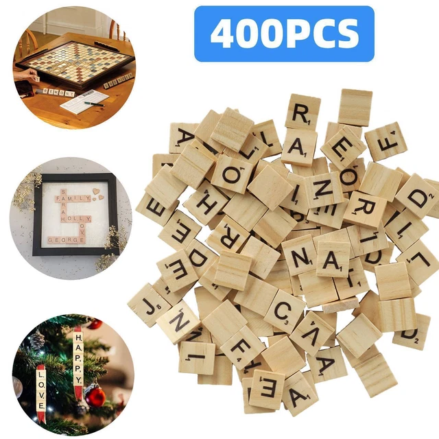 400 PCS WOOD Scrabble Tiles Replacement Wooden Alphabet Pick Letters ...