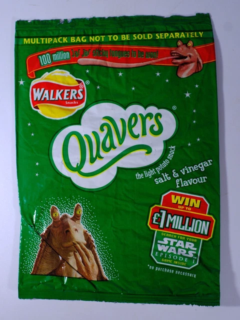 STAR WARS EPISODE I Salt and Vinegar Quavers Walkers Empty Crisp Packet ...