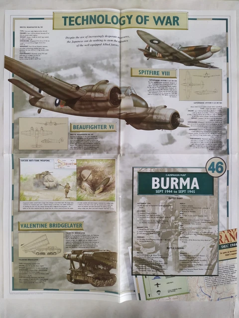 BURMA RANGOON WW2 Campaign Map Wallchart by Marshall Cavendish ...