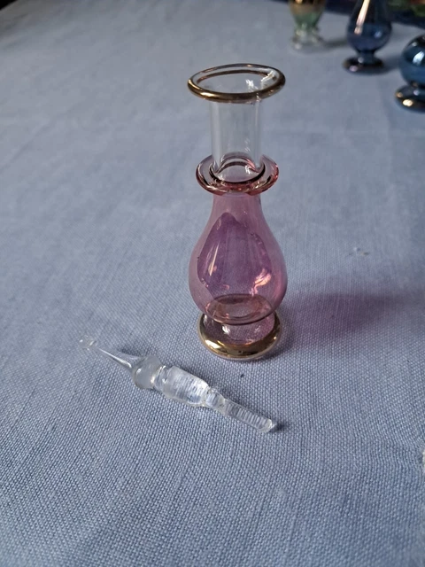 G=FLACON À PARFUM en verre soufflé égyptien Rose et Doré H 9,5 cm EUR ...