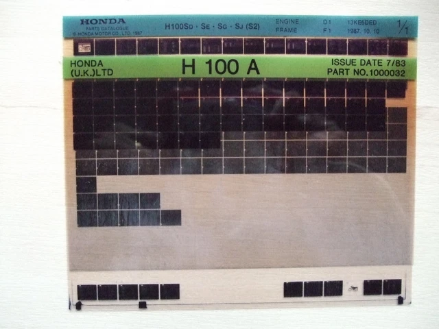 2 GENUINE HONDA H100 H100A H100SD SE SG SJ S2 1983/87 PARTS CATALOGUE ...