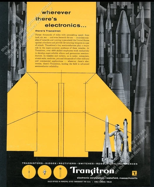1960 US ARMY USAF missile 19 types art Transitron transistors vintage ...
