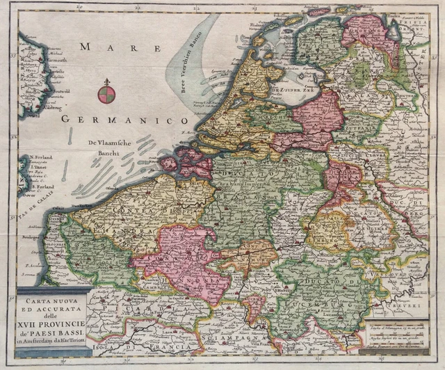 MAPPA ANTICA, MAPPA antica-Les XVII Province - le XVII Province - 1742 ...