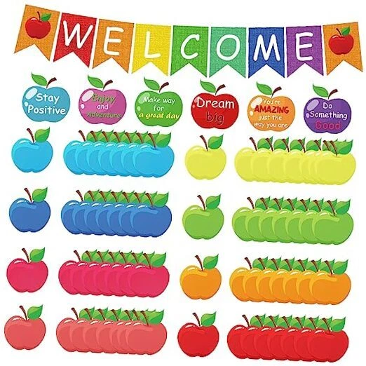 BACK TO SCHOOL Apples Welcome Banner Bulletin Board Decorations ...