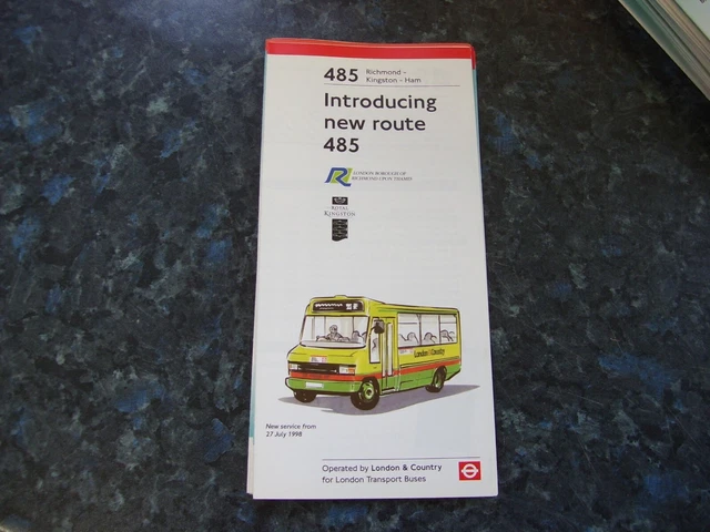 LONDON AND COUNTRY Bus Timetable-Route 485-July 1998-Used Con £0.99 ...