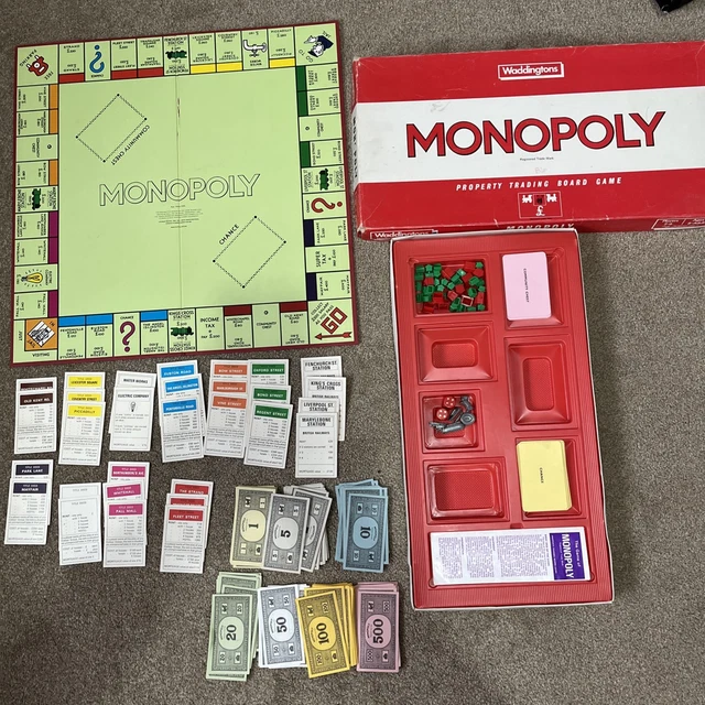 WADDINGTONS MONOPOLY BOARD Game 1972 Vintage Original Classic Red Box ...