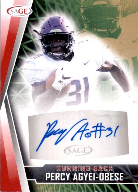 2022 SAGE FOOTBALL Percy Agyei-Obese Rookie Auto #A-PAO $3.95 - PicClick