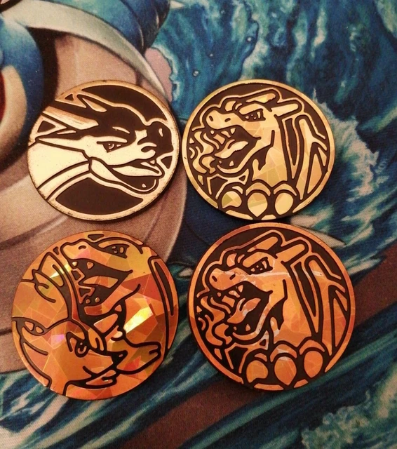 POKEMON COIN CHARIZARD bundle x4 official rare mega braixen gold orange ...