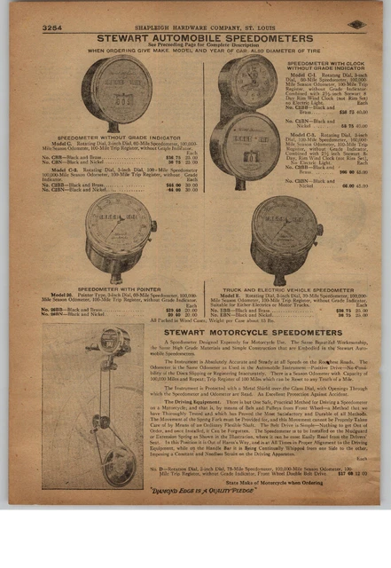 1913 PAPER AD Stewart Motorcycle Speedometer Car Auto Grade Indicator £ ...