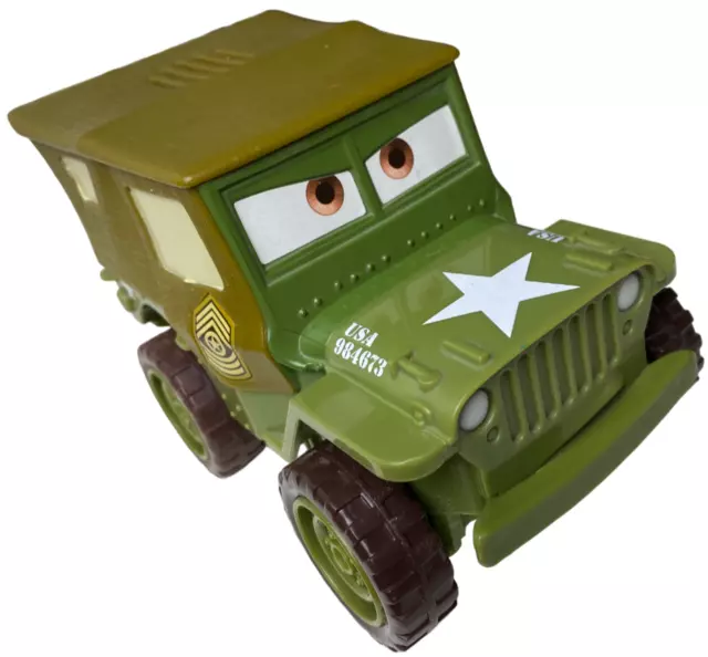 DISNEY PIXAR CARS Militär Auto 12cm Sarge Sergent Jeep Figur Sound 2007 ...