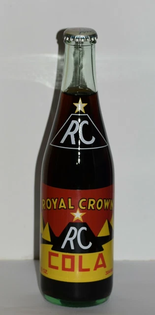 VINTAGE ROYAL CROWN Pyramid RC Cola Glass Soda Bottle SEALED FULL £126. ...