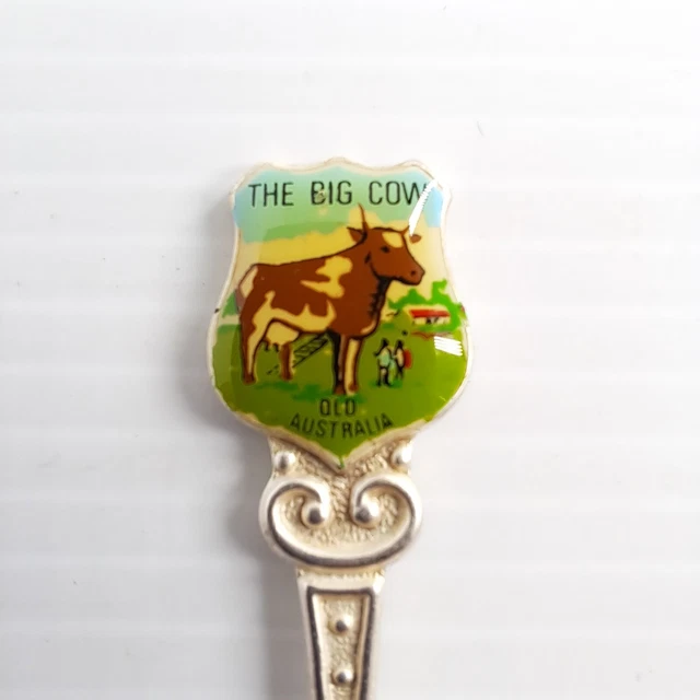 VINTAGE MINI SOUVENIR Teaspoon The Big Cow Qld Aus Silver Plated 6cm ...