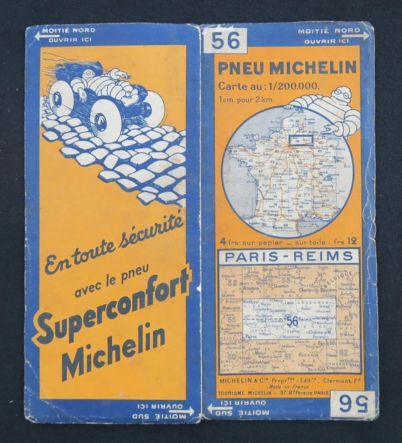 CARTE MICHELIN N°56 PARIS REIMS 1932 map Mapa Bibendum pneu guide EUR 9 ...