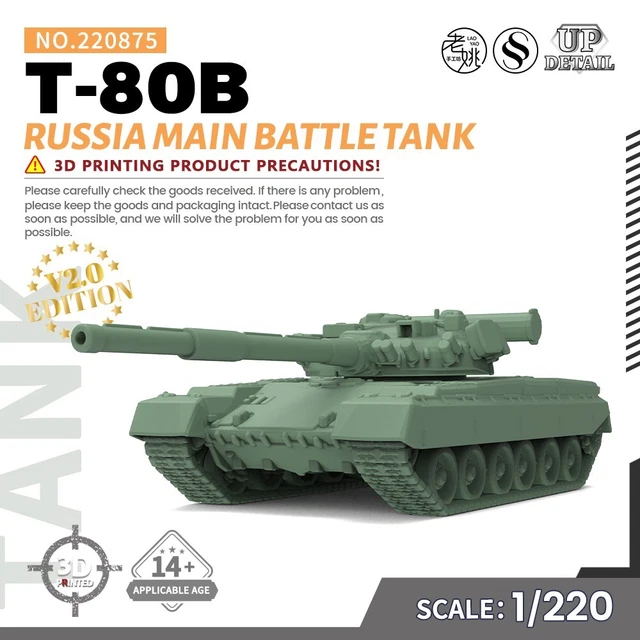 SSMODEL SS220875 1/220 Military Model Kit Russia T-80B Main Battle Tank ...