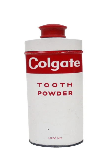 VINTAGE 1930S COLGATE TOOTH POWDER FULL CAN 2 oz TIN ADVERTISING PROP ...