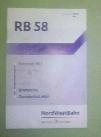 FAHRPLAN NORDWESTBAHN RB58 Bremen - Bramsche - Osnabrück 2019 Deutsche ...